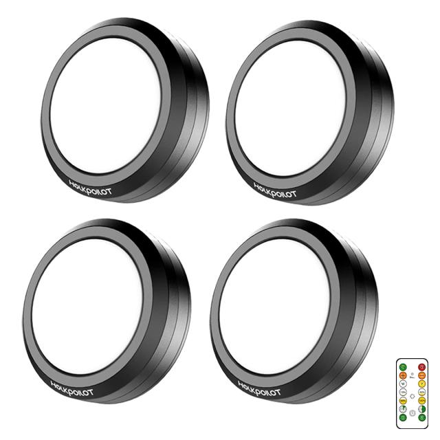 LEDライト 4個セット 電池式 キッチンライト 照明 明るさ調整 昼光色/電球色/温白色に切り替え 切タイマーで自動消灯 リモコン付き HOLKPO