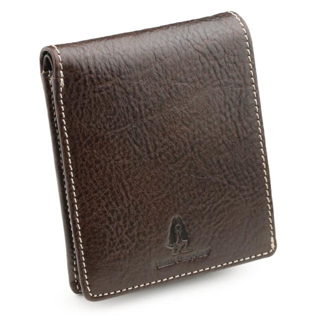 [ハッシュパピー] イタリアンレザー 牛革 二つ折り財布 チョコ