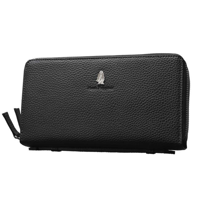 ハッシュパピー 長財布 ラウンド 全6色 ダブルファスナー 取っ手付き Hush Puppies 牛革 HP1081 0W-HP1081 (ブラック（