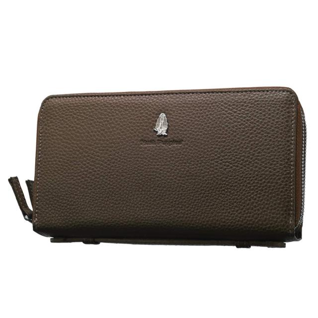 [ハッシュパピー] 長財布 ラウンド 全6色 ダブルファスナー 取っ手付き 牛革 HP1081 0W-HP1081 (チョコ（41）)