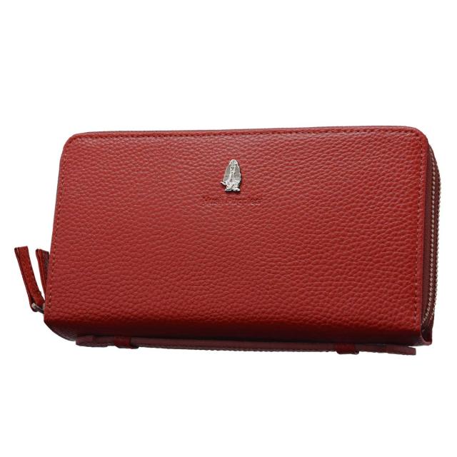 ハッシュパピー 長財布 ラウンド 全6色 ダブルファスナー 取っ手付き Hush Puppies 牛革 HP1081 0W-HP1081 (レッド（3