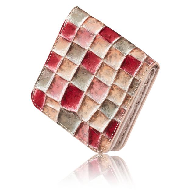 [VOICE] イタリア Life社製 牛革 le murrine レディース 二つ折り ミニ 財布 上品で 使いやすい『重さ僅か77g』出し入れしや