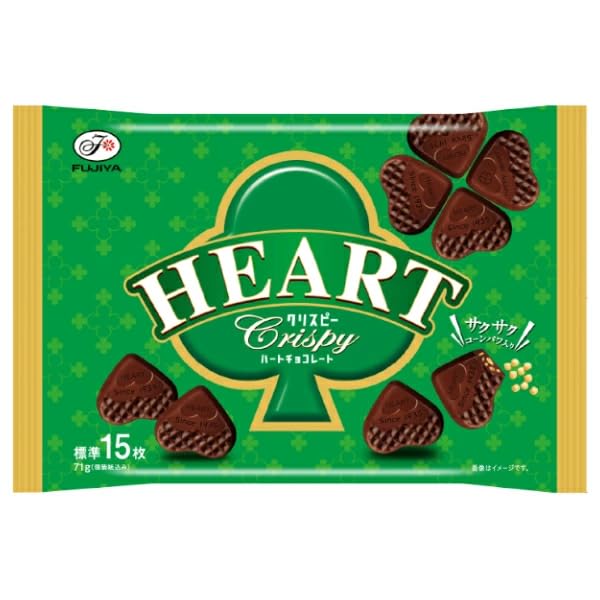 不二家 ハートチョコレート クリスピー（袋） 71g×36袋 (18×2）2ケース販売