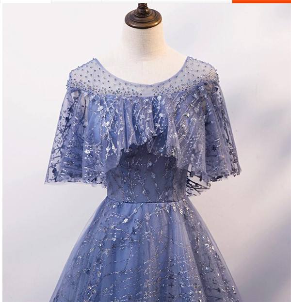 送料無料】カラードレス パーティードレス 青 ロングドレス ワンピース