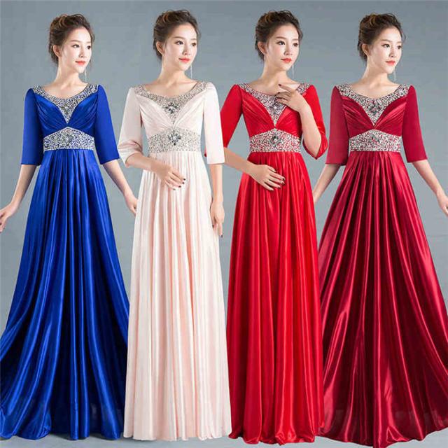 【送料無料】9size 4color ロングドレス イブニングドレス カラオケドレス パーティー ミセス 演奏会用ドレス ピアノ 合唱 披露宴 お呼ばれ 結婚式