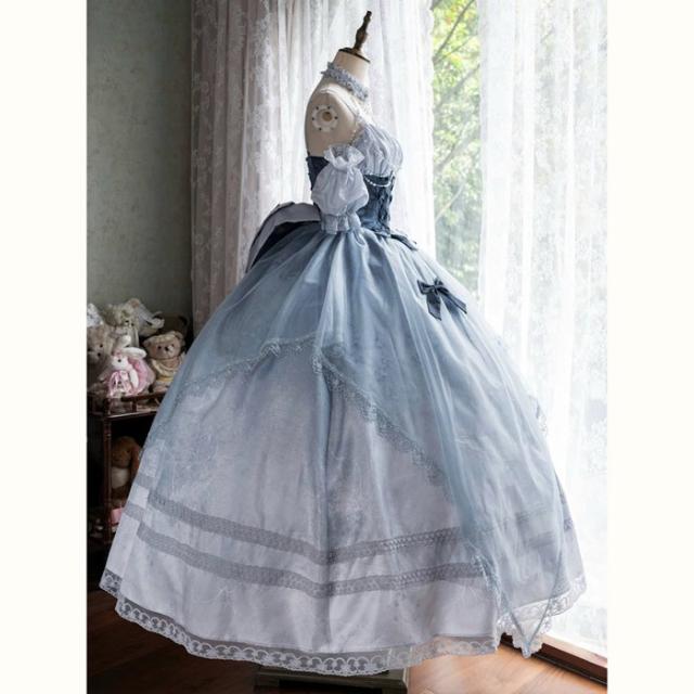 ロリータドレス プリンセスライン 豪華レース 大きなリボン付き ボリュームパニエ風 パーティー 舞台衣装 S〜2XL ロリータドレス プリンセスライン 豪華レース 大きなリボン付き