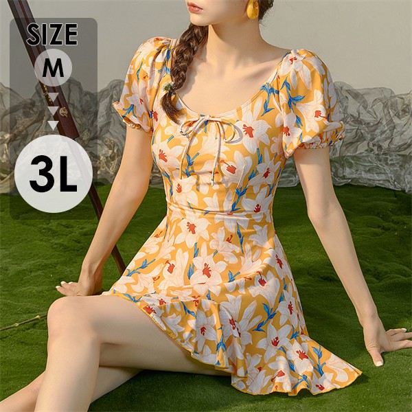 ワンピース水着 セクシー レディース 水着 半袖 体型カバー 可愛い 痩せ見え リゾート 温泉 ビーチ プール 海 水泳 オトナ女子 かわいい おしゃれ 20代 30代 40代 df017c6c6lc