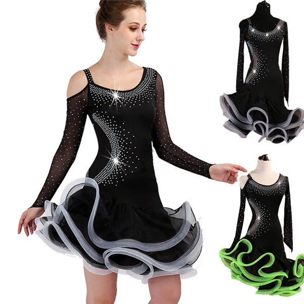 【送料無料】新作 ラテン衣装 チャチャチャ 社交ダンス ラテンドレス ワンピース セクシー キャバ ダンス衣装 練習服 スタンダード  ラテンドレス 舞踏会 演出用