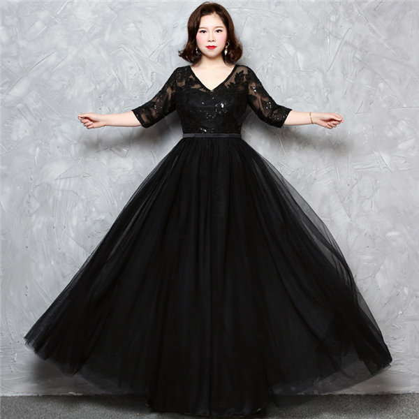 【送料無料】「サイズ有りXL/2XL/3XL/4XL」パーティードレス ワンピース ドレス 大きいサイズ ロングドレス 二次会 レディース フォーマル 20代30代40代50代 上品 披露宴 二次会 ブラック