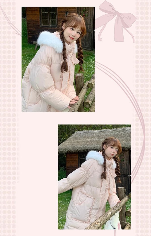 ダウンコート レディース リボン ロング丈 冬服 ダウン ダウン