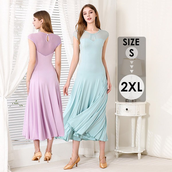 社交ダンス ドレス ロングドレス フリル モダンドレス リボン ワインレッド 社交ダンス衣装 モダン スタンダード ワルツ ワンピース 無地 ダンス衣装 ステージ衣装 パーティー 発表会 競技用 コンクール 練習着 レッスン 舞台用 演奏会 ライトグリーン パープル dm022m5m5jc