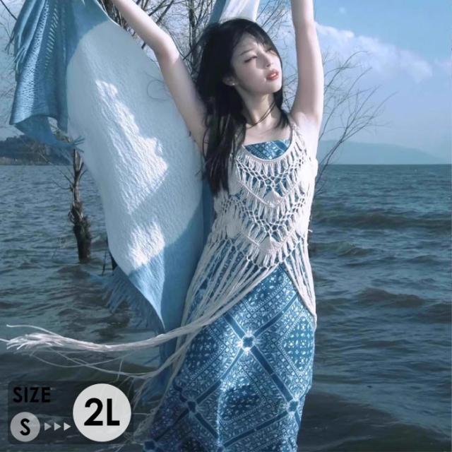 リゾートワンピ エスニック柄  夏ワンピース リゾートワンピース レディース リゾート ワンピース オシャレ ミモレ丈 ロングワンピ 春 夏 ハワイ ハワイアン 沖縄 結婚式 海外旅行 ビーチ ボヘミア風 キャミソール