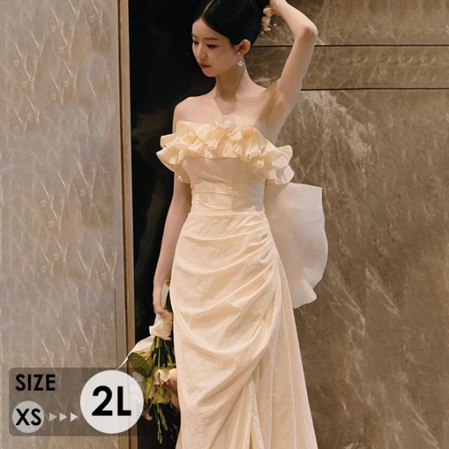 ウエディング ドレス ベアショルダー ワンピース 大人 ピアノ 発表会 ロングドレス 小さいサイズ 結婚式 母親 演奏会ドレス 大人 レディース ロング丈 披露宴 ピアノ発表会 韓国 結婚式 リゾートワンピ 二次会 花嫁