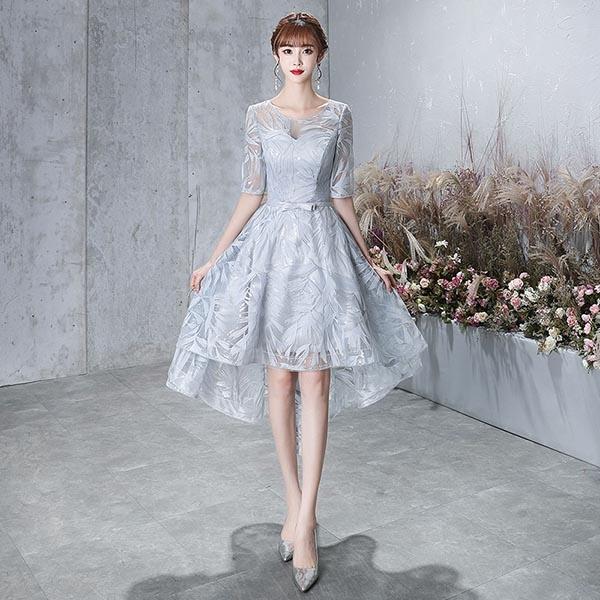 【送料無料】ドレス 大人 ピアノ 発表会 イブニングドレス 演奏会 ピアノ発表会 パーティードレス フィッシュテール ワンピース 小さいサイズ 女子会 謝恩会 二次会 フォーマル 20代 30代 40代 韓国風 グレー ファスナー XS/S/M/L/XL/2XL