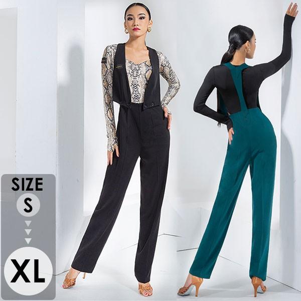 【送料無料】ダンスウェア ボトムス レディース ダンス ズボン パンツ オールインワン ラテン モダン チャチャチャ 社交ダンス衣装 ボトムス 練習着 競技 美脚 S M L XL ブラック グリーン