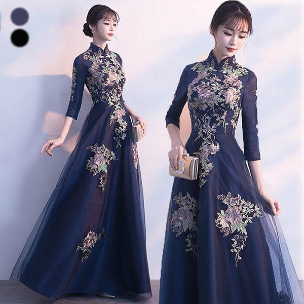 【送料無料】ロングドレス 演奏会 結婚式 パーティードレス  大きいサイズ 体型カバー 着痩せ ワンピース上品 ブライズメイド ドレス 披露宴 発表会