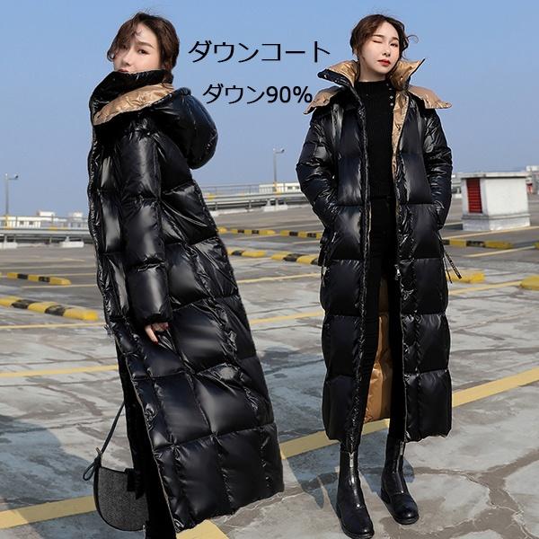 【送料無料】ダウンコート レディース ダウンジャケット ファーコート フォックスファー ロングコート Aライン フード付き 帽子付き シルエット美人でボリューム アウター レディース 20代 30代 40代 暖かい きれいめ 大きいサイズ 防寒 冬服