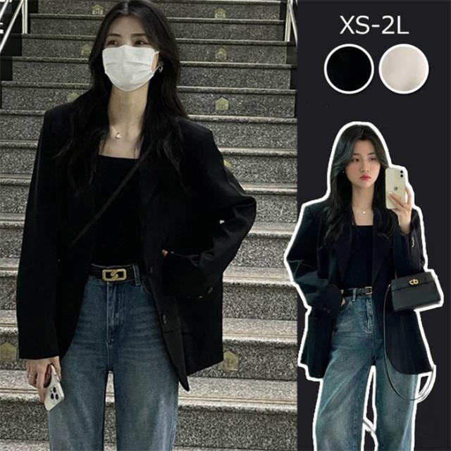 新作 レディース ジャケット 春秋兼用 韓国風 ゆったり ブラック オフホワイト 通勤 オフタイム 155cm~対応 インスタ映え XS S  M L 2L
