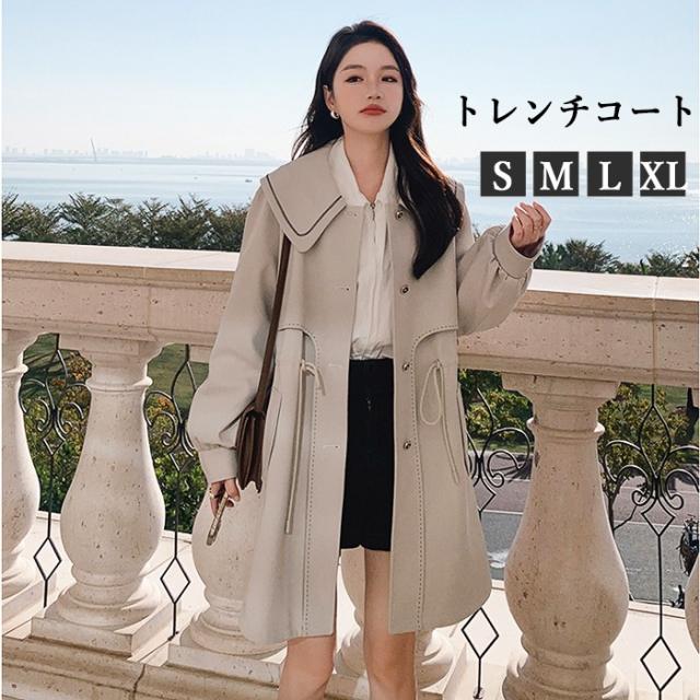 トレンチコート レディース 春秋 ロングコート 薄手 オールシーズン対応 春夏秋冬 薄手 秋アウター 定番 軽アウター 大きいサイズ 洗える 花粉対策 撥水 通勤 リクルート ビジネス オフィス OL 暖かい スプリングコート 体型カバー 入学式 オフホワイト 卒園式 S M L XL