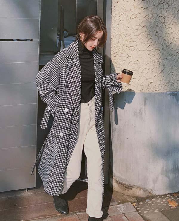 送料無料】ロングコート グレンチェック コート チェスターコート