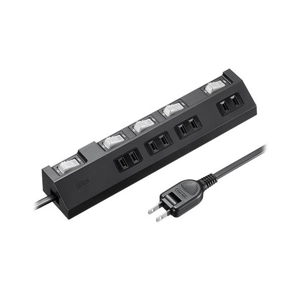 サンワサプライ 節電タップ 形状2P 4個口 1m ブラック TAP-S29-1BK |b04の通販はau PAY マーケット - パンダファミリー | au PAY マーケット－通販サイト