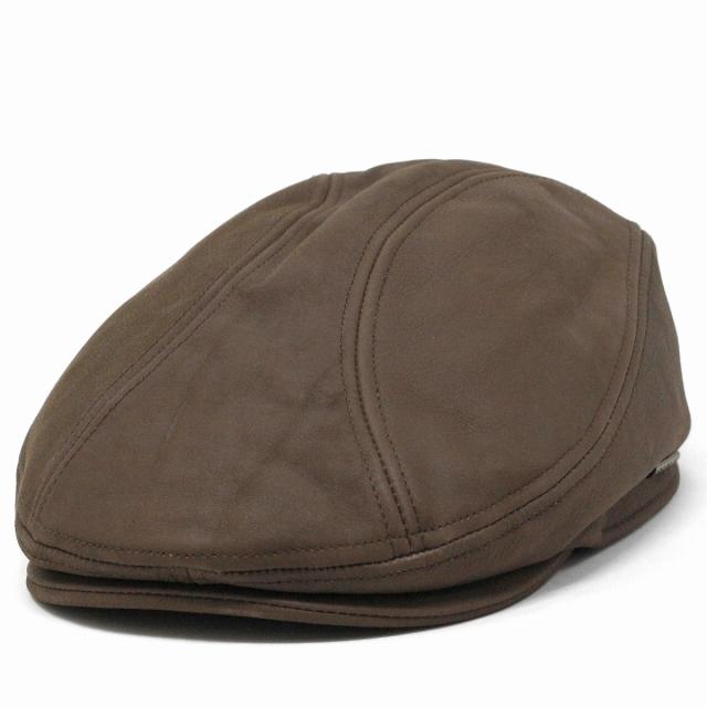 ハンチング帽 メンズ ハンチング 帽子 レディース レディス レザー ユーズド感 革 ステットソン 秋冬　ブラウン