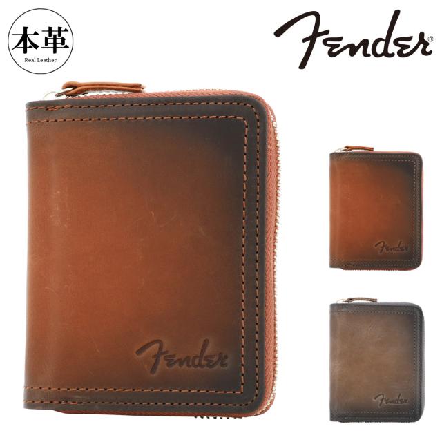 【レビュー投稿で+5％還元】フェンダー 二つ折り財布 牛革 ラウンドファスナー メンズ 950-503 Fender ストラトキャスター 折りたたみ財布 開運 一粒万倍日