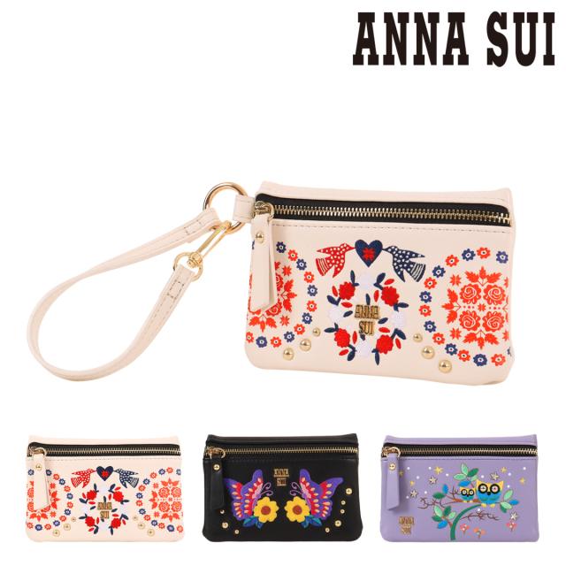 【レビュー投稿で+5％還元】アナスイ マルチケース ファミリアアート レディース317890 ANNASUI | 小銭入れ ケース 刺繍 ストラップ クリスマス_mp クリスマス_wp