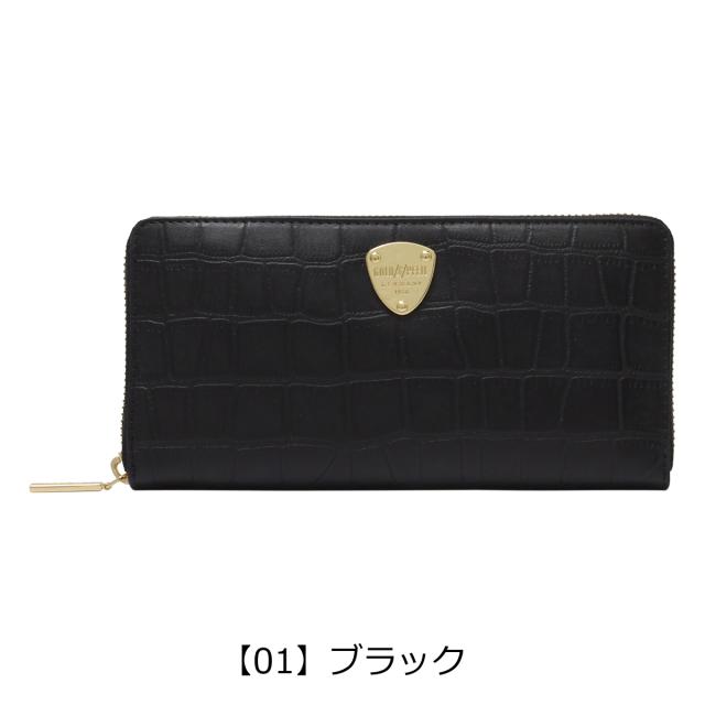 レビュー投稿で+5％還元】ゴールドファイル 長財布 本革 クロコ型押し