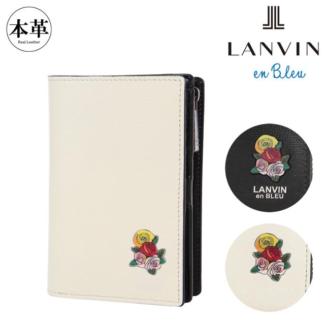 【レビュー投稿で+5％還元】ランバンオンブルー 二つ折り財布 財布 二つ折り 折り財布 ミドルウォレット ミドル財布 セミ長財布 小銭入れ付き 札入れ メンズ 505612 ローズ LANVIN en Bleu カジュアル 牛革 本革 レザー バラ 薔薇 クリスマス_mp