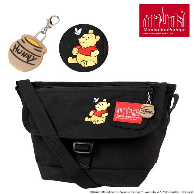 マンハッタンポーテージ くまのプーさん コラボ POOH プーさん メッセンジャーバッグ メンズ レディース MP1603FZP500PH25 Manhattan Portage 軽量 おしゃれ かわいい ペットボトル収納可能 オリジナルチャーム付き 斜めがけ 肩掛け
