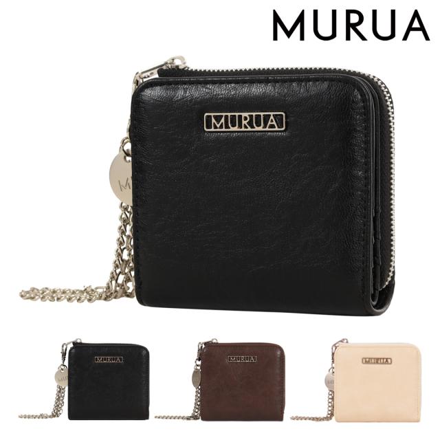 【レビュー投稿で+5％還元】MURUA L字二つ折り財布 ミニ財布 ミニウォレット レディース MR-W1363 ムルーア フレームメタル チャーム コンパクト クリスマス_mp クリスマス_wp