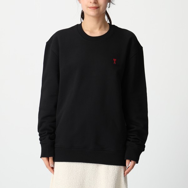 アミパリス スウェット オーガニックコットンフリース ブラック メンズ レディース ユニセックス AMI PARIS BFUSW001 BFUSW035730 001