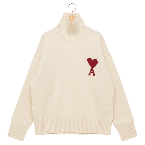 アミパリス ニット セーター タートルネック ホワイト メンズ レディース ユニセックス AMI PARIS BFUKS406 H25UKS839 018 154