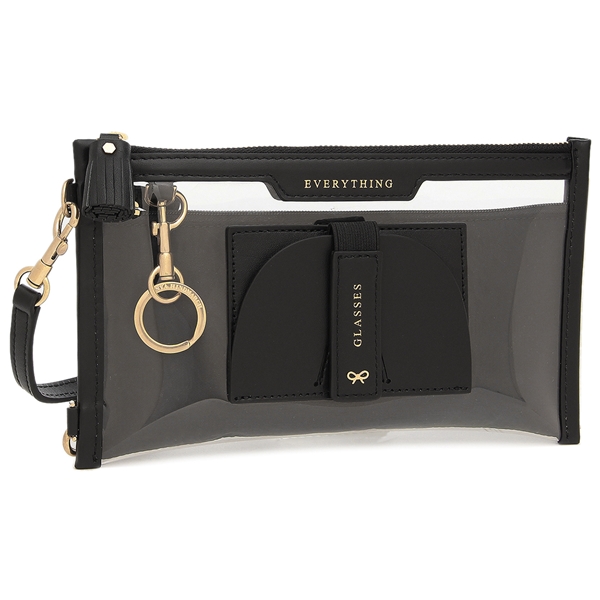 アニヤハインドマーチ ショルダーバッグ エヴリシング ポーチ ストラップ付き ブラック レディース ANYA HINDMARCH 5050925191722