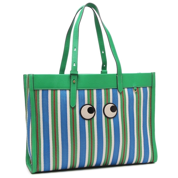アニヤハインドマーチ トートバッグ アイズ ストライプトート グリーン ブルー メンズ レディース ANYA HINDMARCH 5050925200820 A4対応