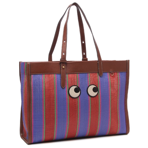 アニヤハインドマーチ トートバッグ アイズ ストライプトート レッド ブルー メンズ レディースANYA HINDMARCH 5050925200837 A4対応