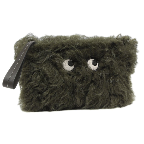 アニヤハインドマーチ クラッチバッグ アイズ シアリング アップリケ カーキグリーン メンズ レディース ANYA HINDMARCH 5050925201148
