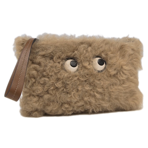 アニヤハインドマーチ クラッチバッグ アイズ シアリング アップリケ ブラウン メンズ レディース ANYA HINDMARCH 5050925201155