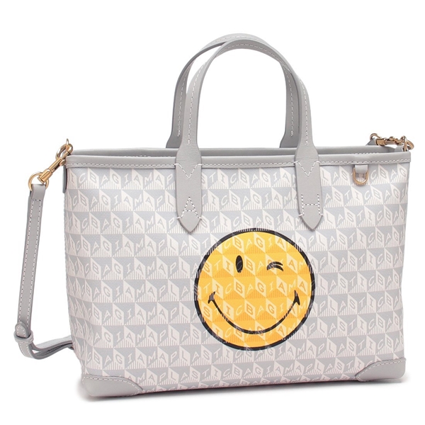 アニヤハインドマーチ ハンドバッグ ショルダーバッグ ウィンク ジップトート グレー イエロー レディース ANYA HINDMARCH 5050925205337