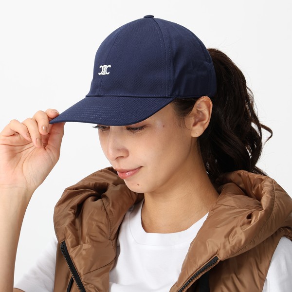 セリーヌ キャップ ベースボール トリオンフ ギャバジン ネイビー レディース CELINE AA0B3234X 07NI