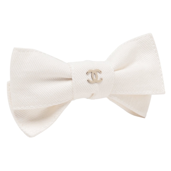 シャネル バレッタ ボウバレッタ デニム リボンモチーフ CCマーク ココマーク ホワイト レディース CHANEL AAB661 B22960 10601