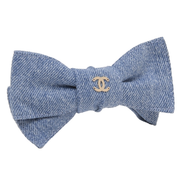 シャネル バレッタ ボウバレッタ デニム リボンモチーフ CCマーク ココマーク ブルー レディース CHANEL AAB661 B23096 U6472