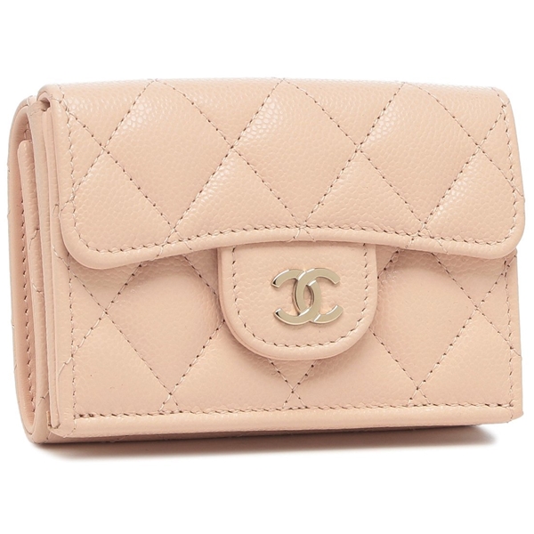 シャネル 三つ折り財布 マトラッセ ミニ財布 CCマーク ココマーク ベージュ レディース CHANEL AP0230 B10583 U3654