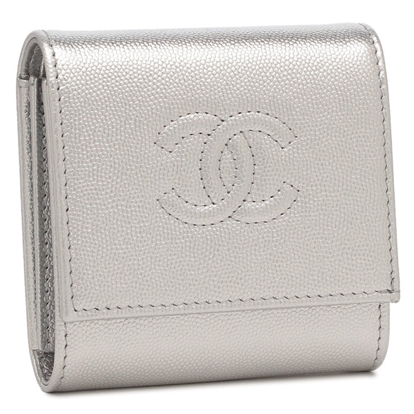 シャネル 二つ折り財布 ミニ財布 CCマーク ココマーク シルバー レディース CHANEL AP4709 B22661 U5221