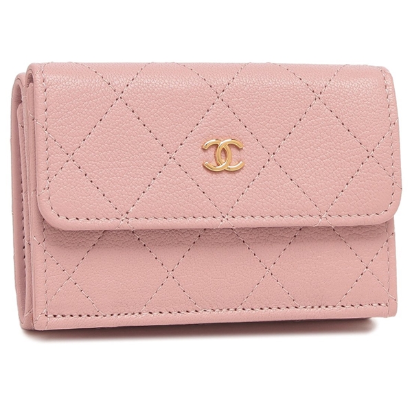 シャネル 三つ折り財布 マトラッセ キルティング ミニ財布 CCマーク ココマーク ピンク レディース CHANEL AP4951 B22099 U3848