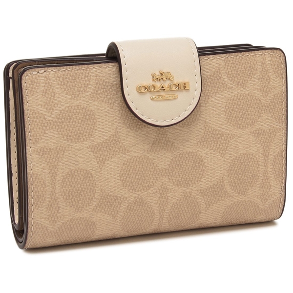 コーチ アウトレット 二つ折り財布 シグネチャー ミディアム コーナー ジップ ウォレット ホワイト レディース COACH CW786 IMXDM