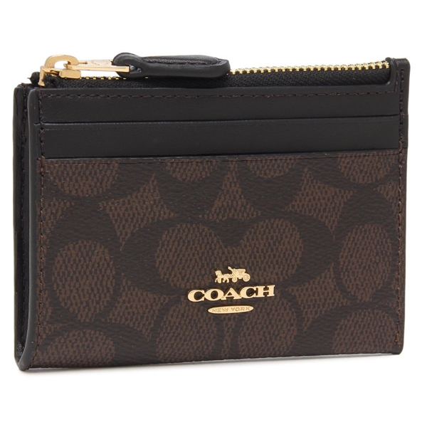 コーチ アウトレット 小銭入れ ケース シグニチャー ミニ スキニー IDケース ブラック レディース COACH CW870 IMXAQ