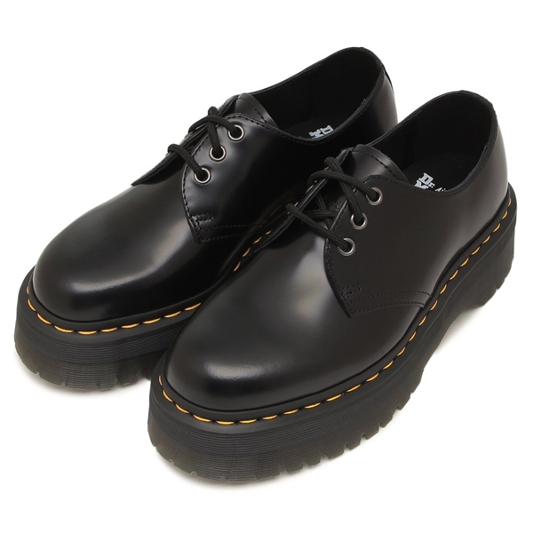 ドクターマーチン ローファー 1461 クアッド 3ホールシューズ 厚底 ブラック メンズ レディース Dr.Martens 25567001 POLSMOOTH BLK