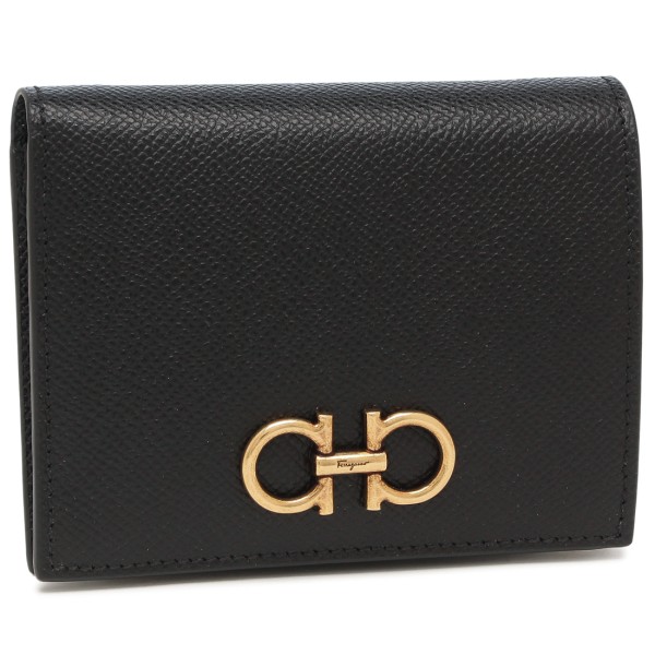 フェラガモ 財布 二つ折り財布 ガンチーニ コンパクト財布 ブラック レディース FERRAGAMO 22D780 0726512 NERO